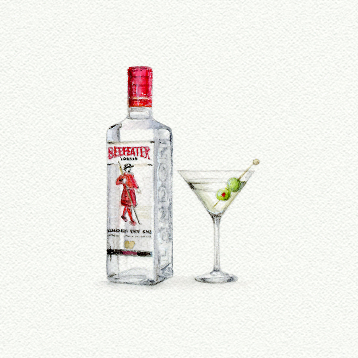 Beafeater Gin Martini | miniature painting | karen libecap tiny art ...